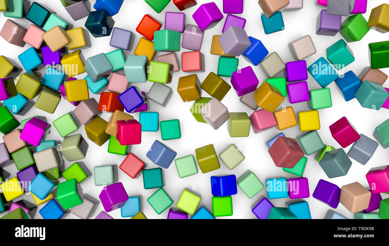 Multi-colored cubes on a white background. illustration. 3d rendering ...