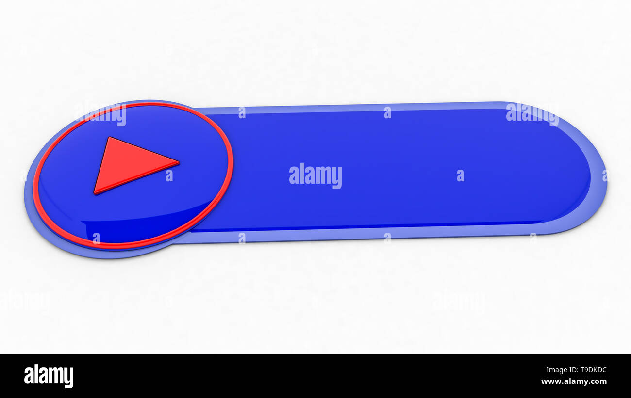 Blue glossy button on white background. illustration. 3d rendering ...