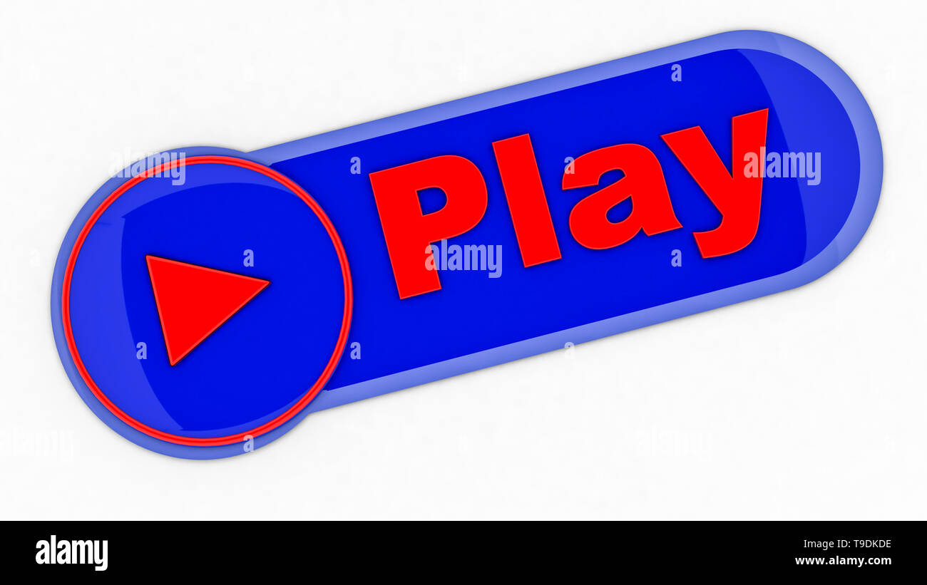 Blue glossy button on white background. illustration. 3d rendering ...