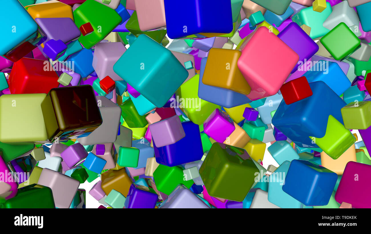 Multi-colored cubes on a white background. illustration. 3d rendering Stock Photo - Alamy