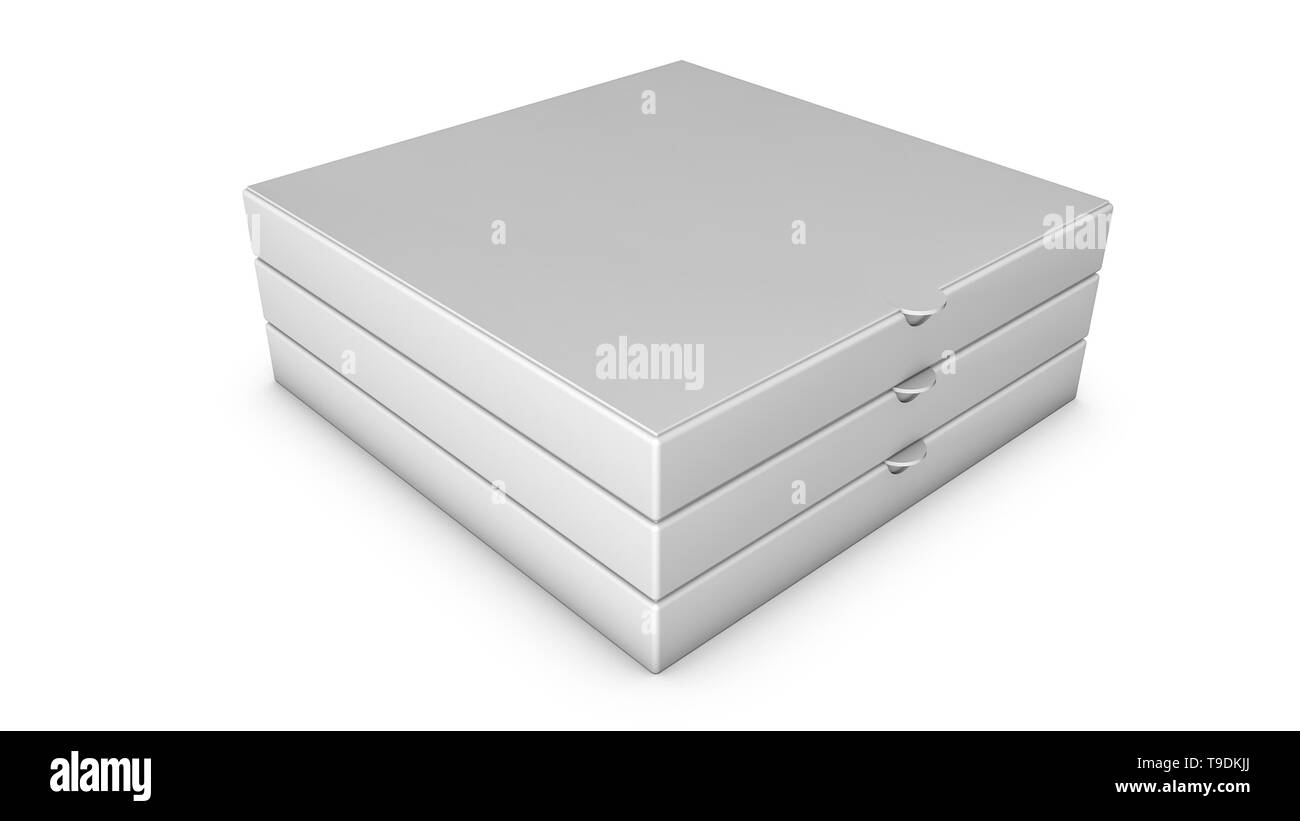 Stacks of pizza boxes. Template for advertising. 3d render Stock Photo ...