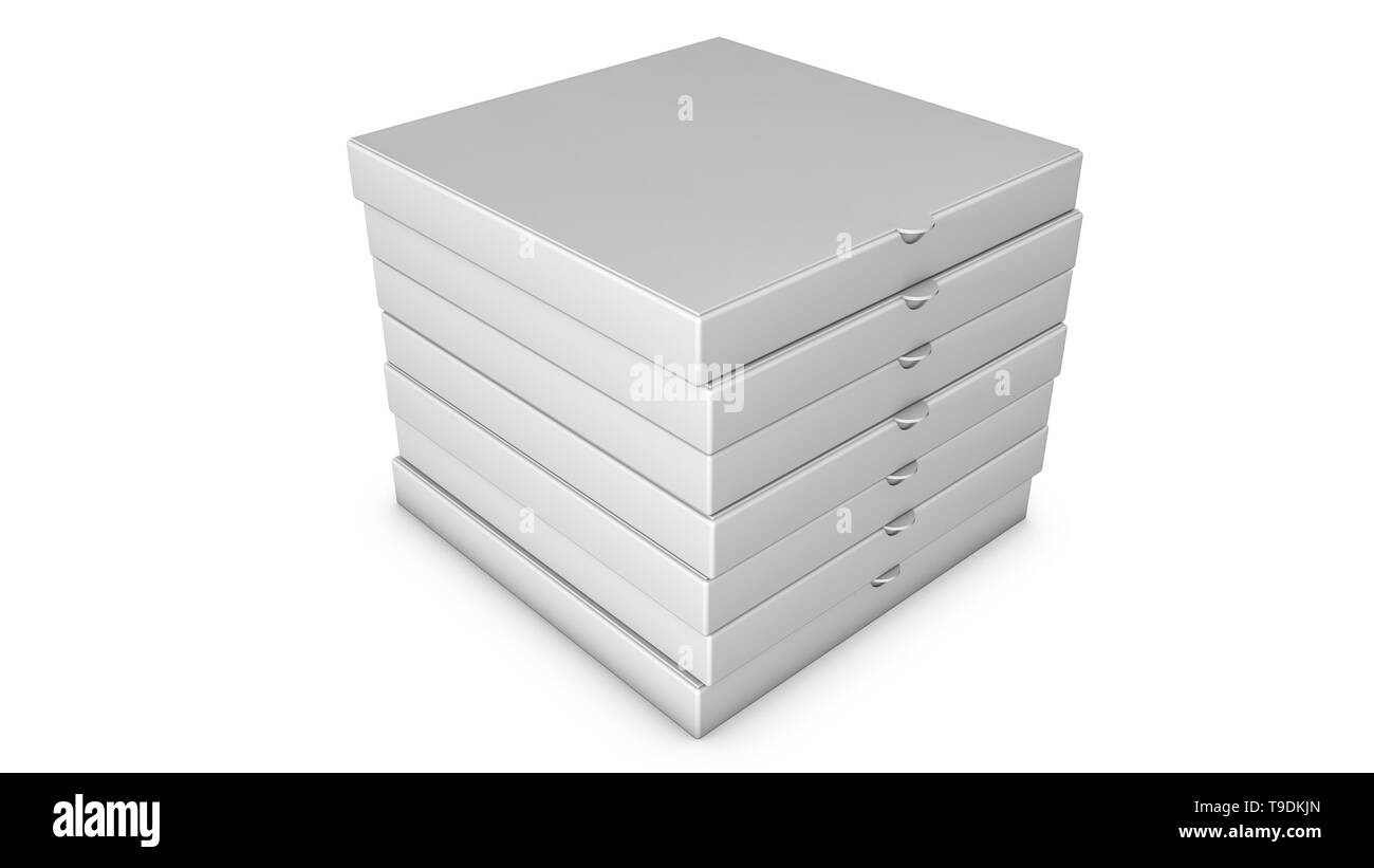 Stacks of pizza boxes. Template for advertising. 3d render Stock Photo ...