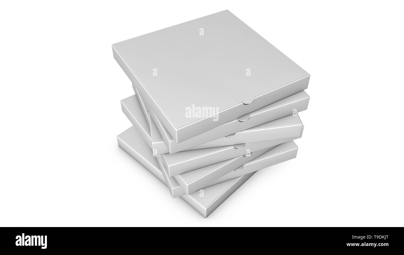 Stacks of pizza boxes. Template for advertising. 3d render Stock Photo ...