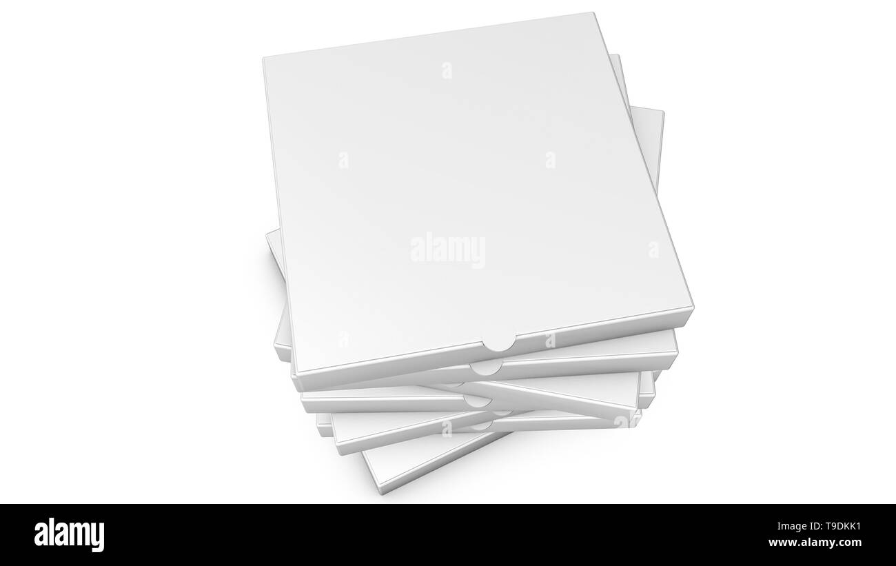 Stacks of pizza boxes. Template for advertising. 3d render Stock Photo ...