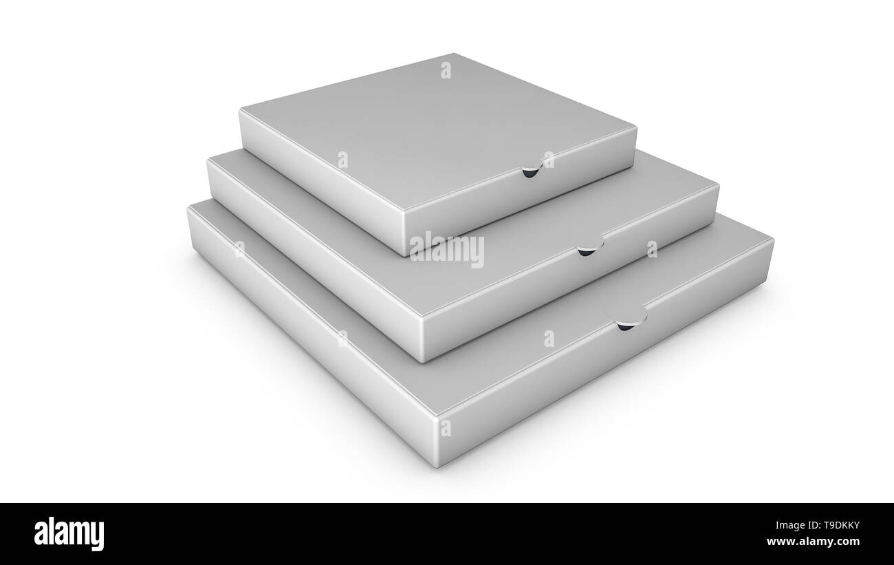 Stacks of pizza boxes. Template for advertising. 3d render Stock Photo ...