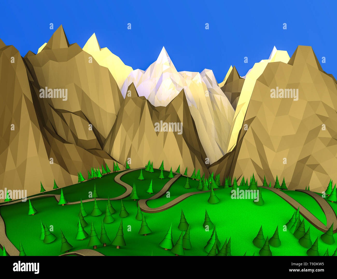low poly desert landscape. 3D rendering Stock Photo - Alamy