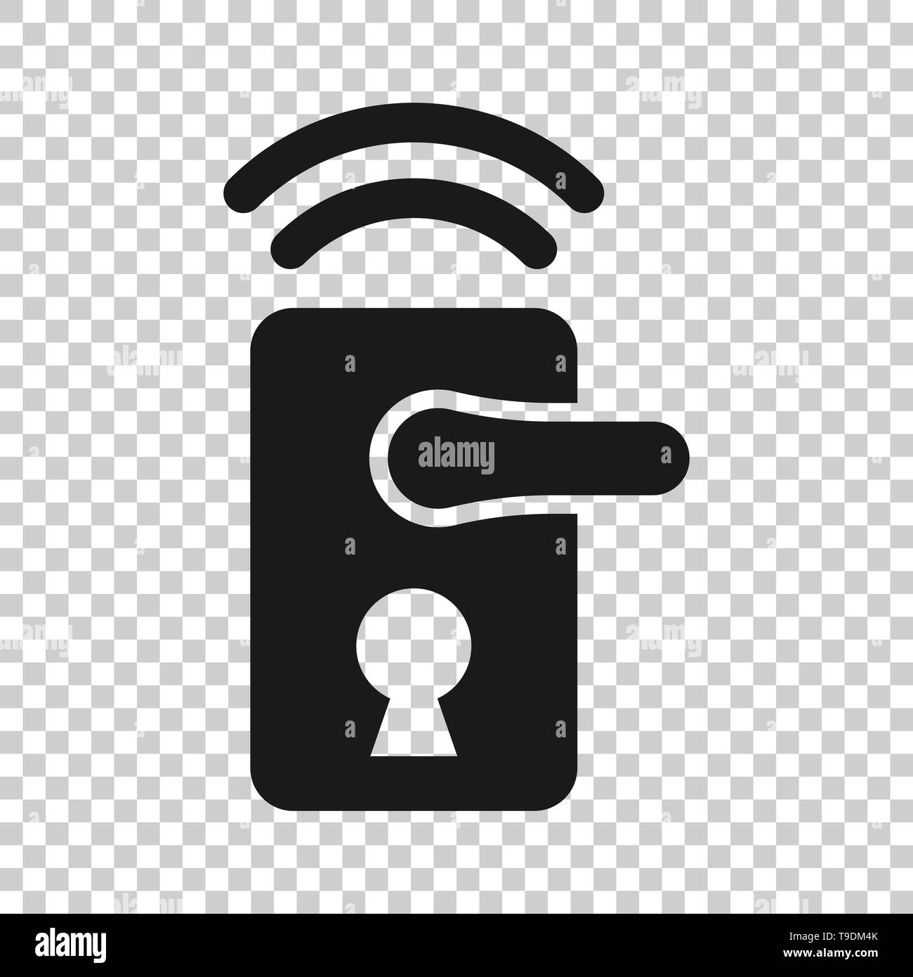 Wireless door lock sign icon in transparent style. Smart home vector ...
