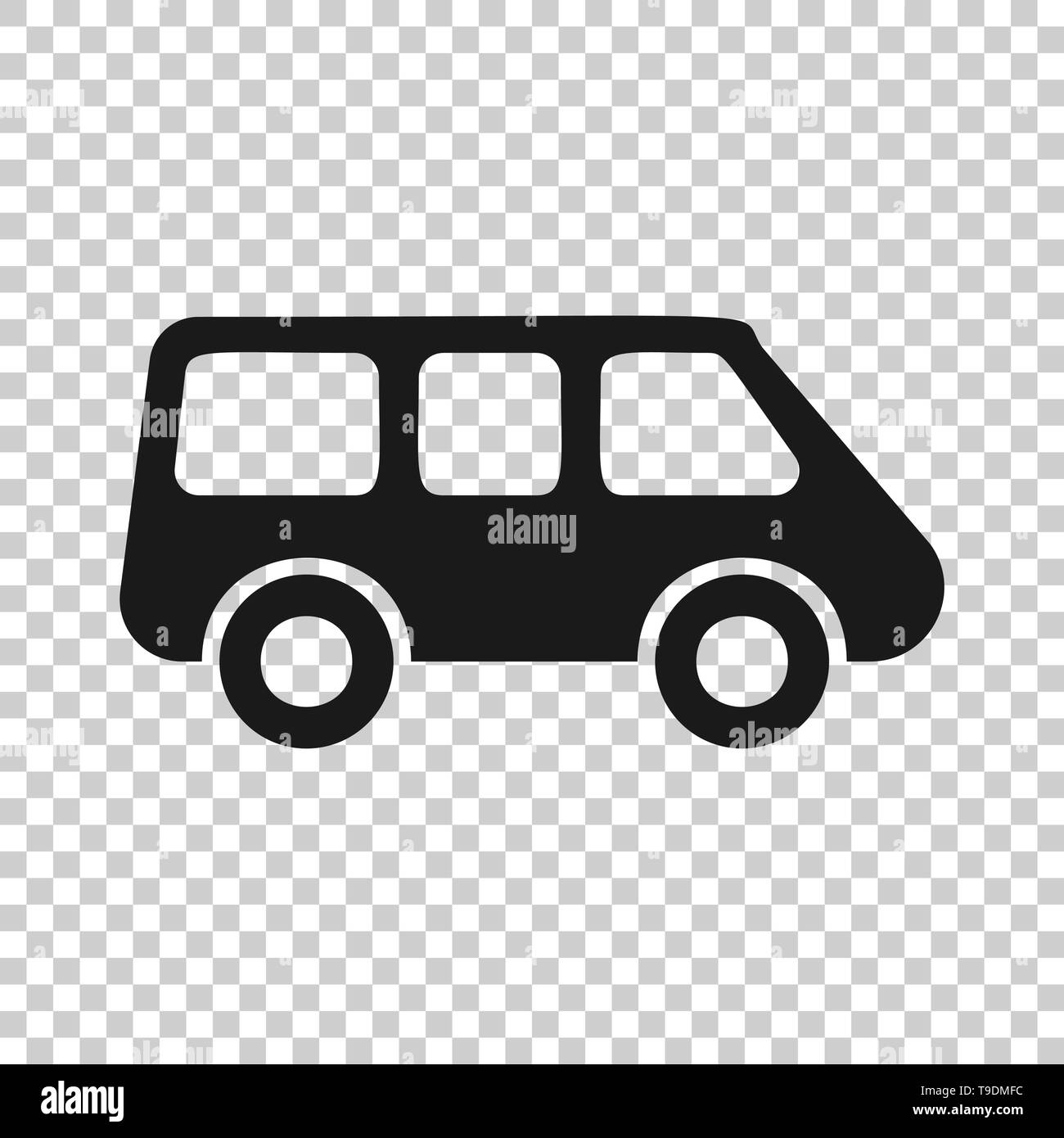 Passenger minivan sign icon in transparent style. Car bus vector ...