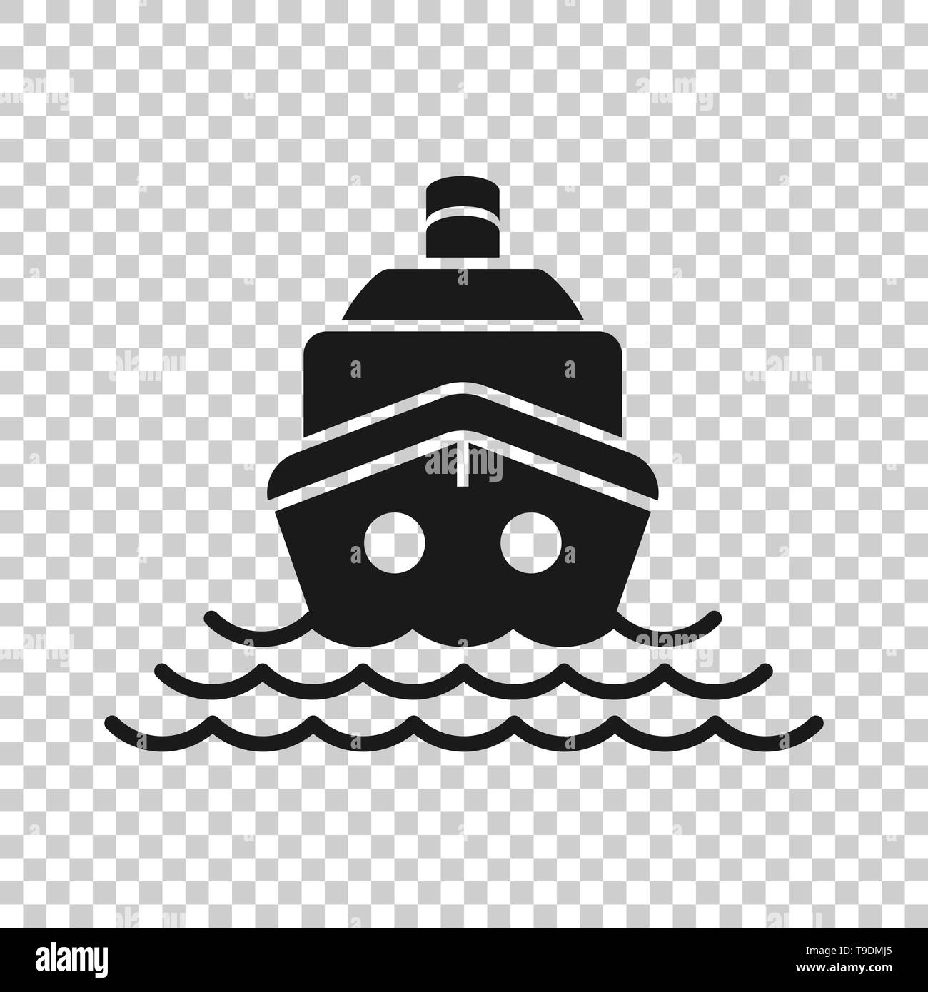 Ship cruise sign icon in transparent style. Cargo boat vector ...