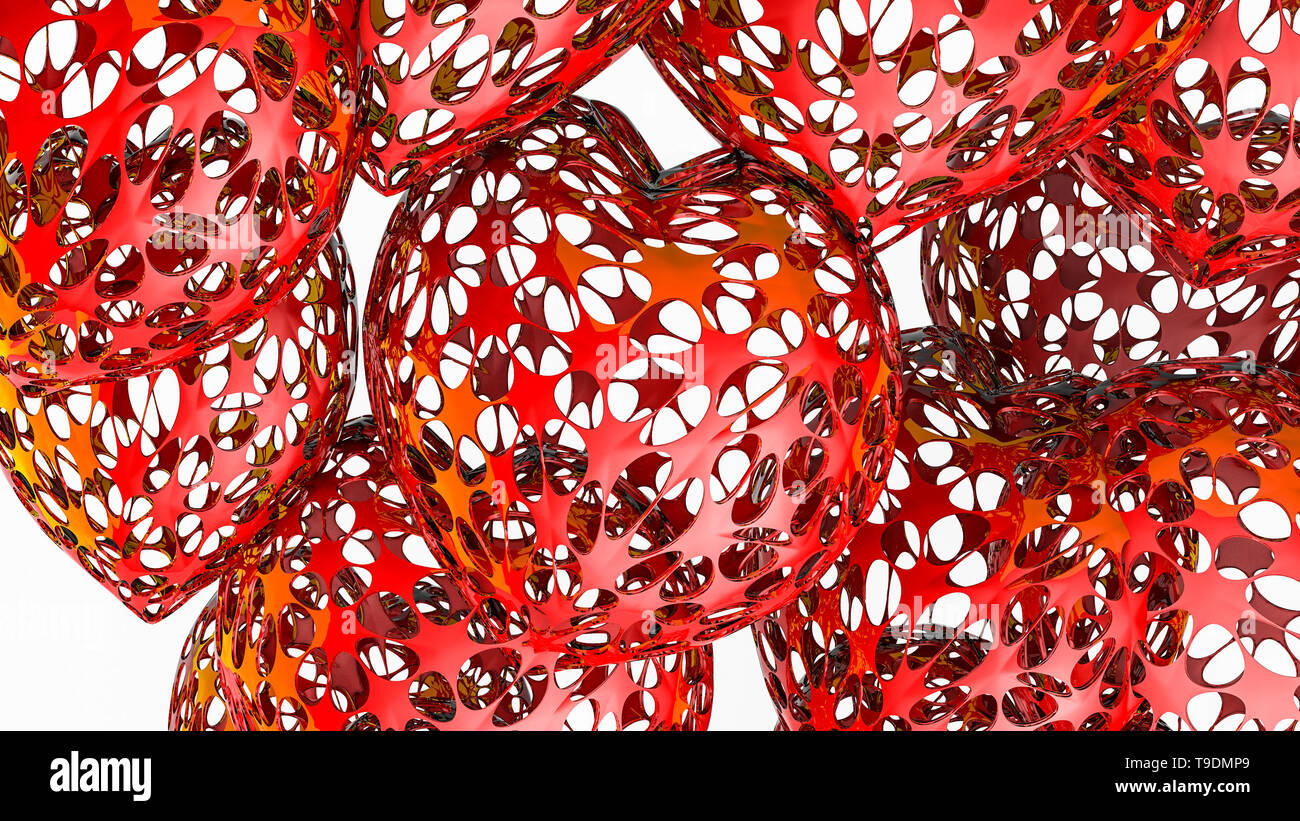 three-dimensional model of hearts on a white background. 3D rendering ...