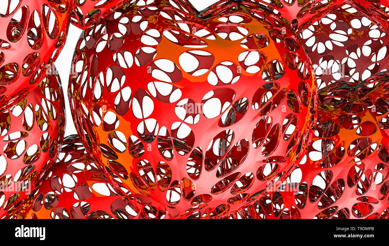 three-dimensional model of hearts on a white background. 3D rendering ...