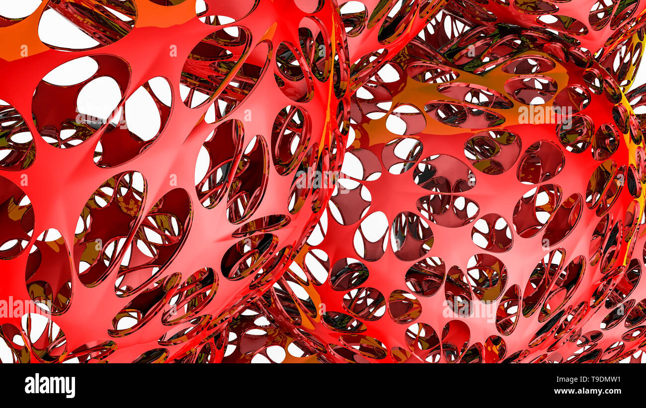 three-dimensional model of hearts on a white background. 3D rendering ...