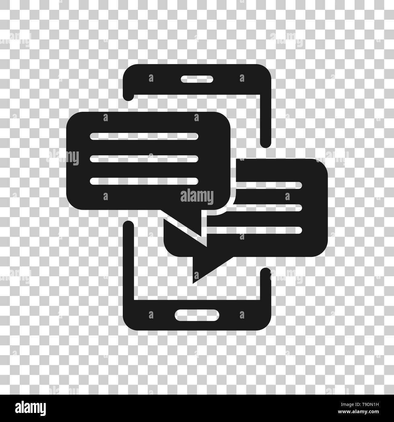 Mobile phone chat sign icon in transparent style. Message notifications ...