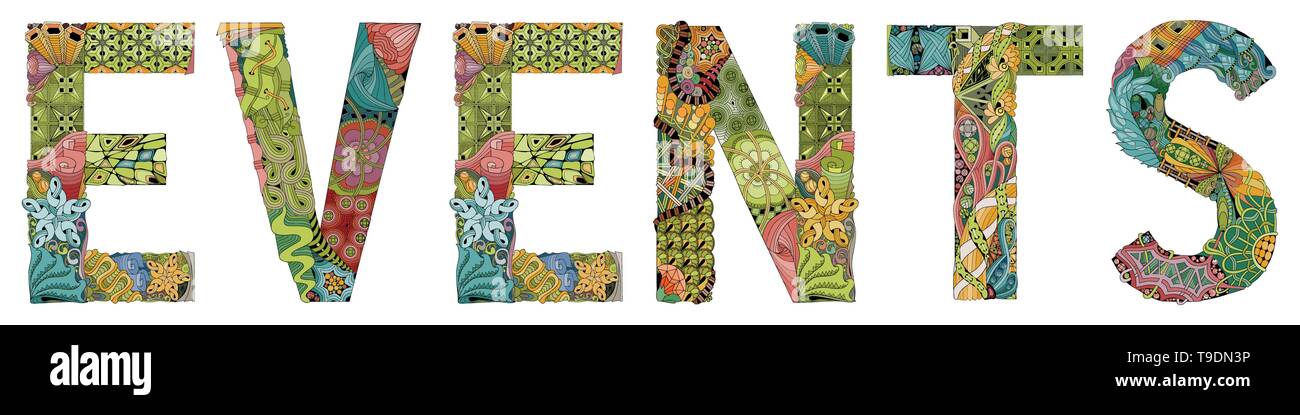 Word EVENTS. Vector zentangle object for decoration Stock Vector Image ...