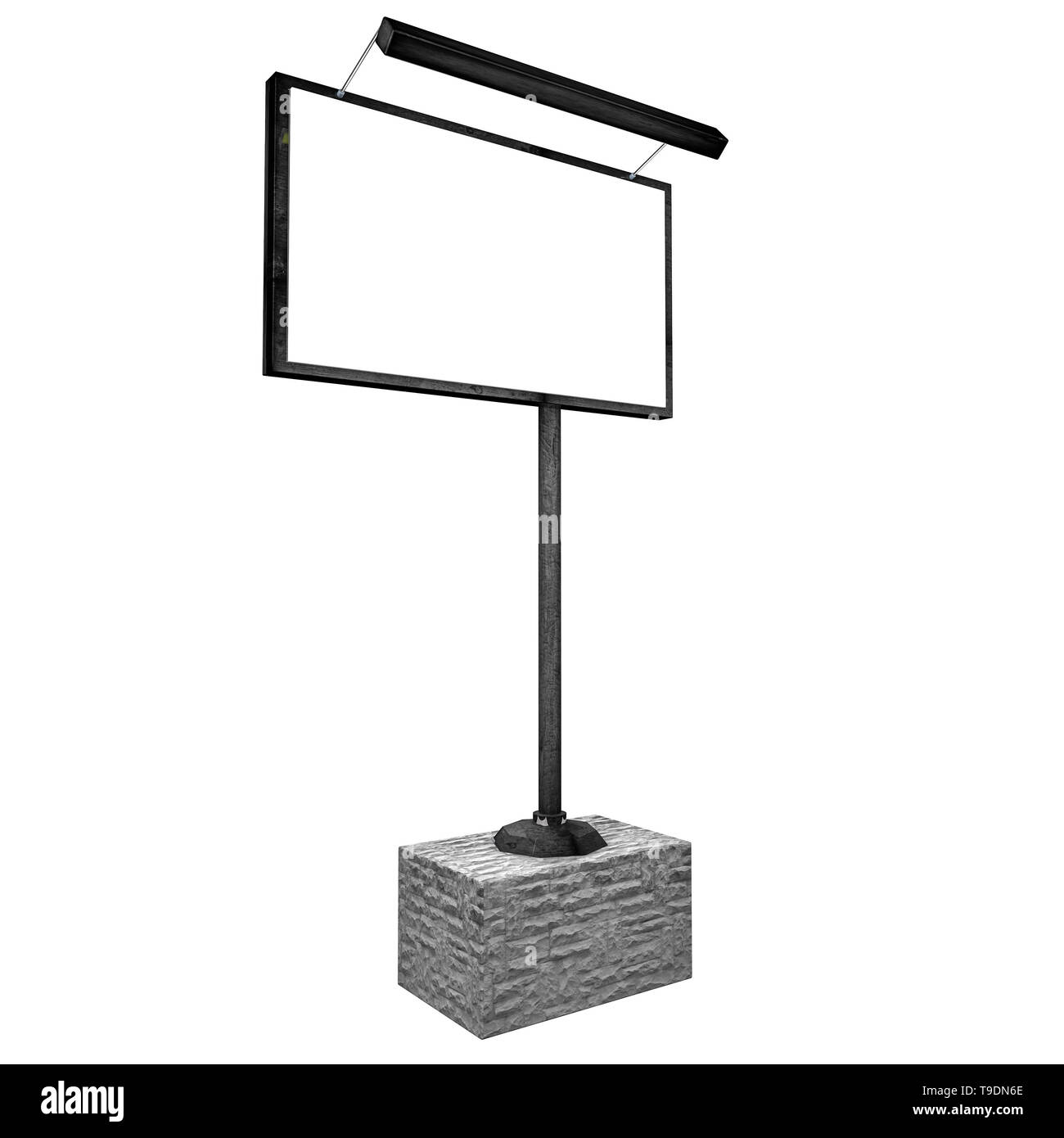 pure advertising banner on a column with a backlight. mockup on a white ...