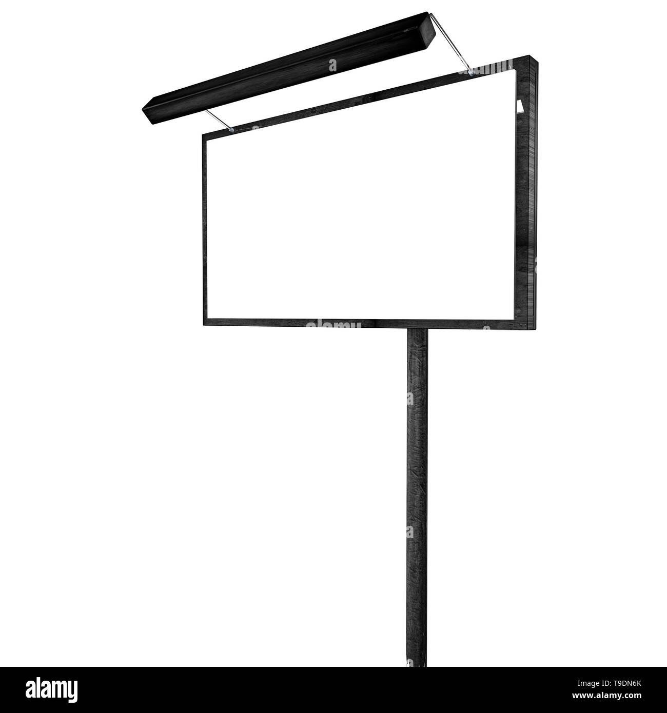 pure advertising banner on a column with a backlight. mockup on a white ...