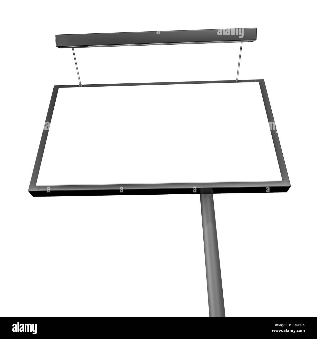 pure advertising banner on a column with a backlight. mockup on a white ...