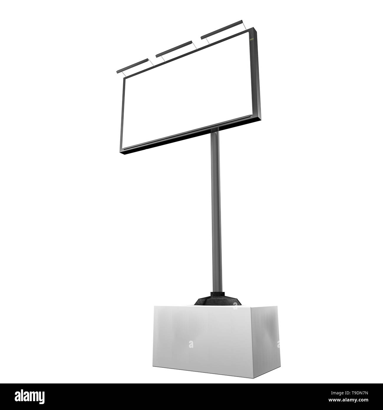 pure advertising banner on a column with a backlight. mockup on a white ...