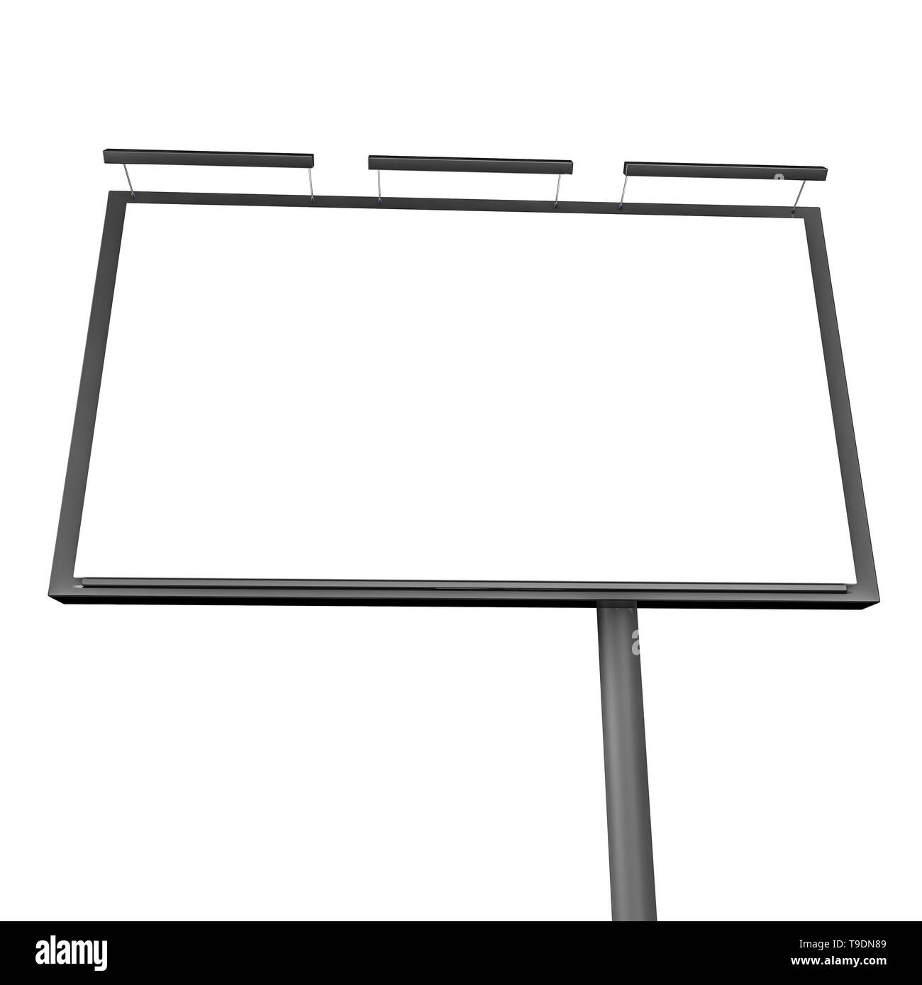 pure advertising banner on a column with a backlight. mockup on a white ...