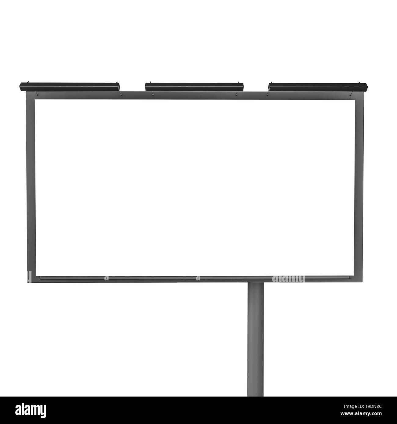 pure advertising banner on a column with a backlight. mockup on a white ...