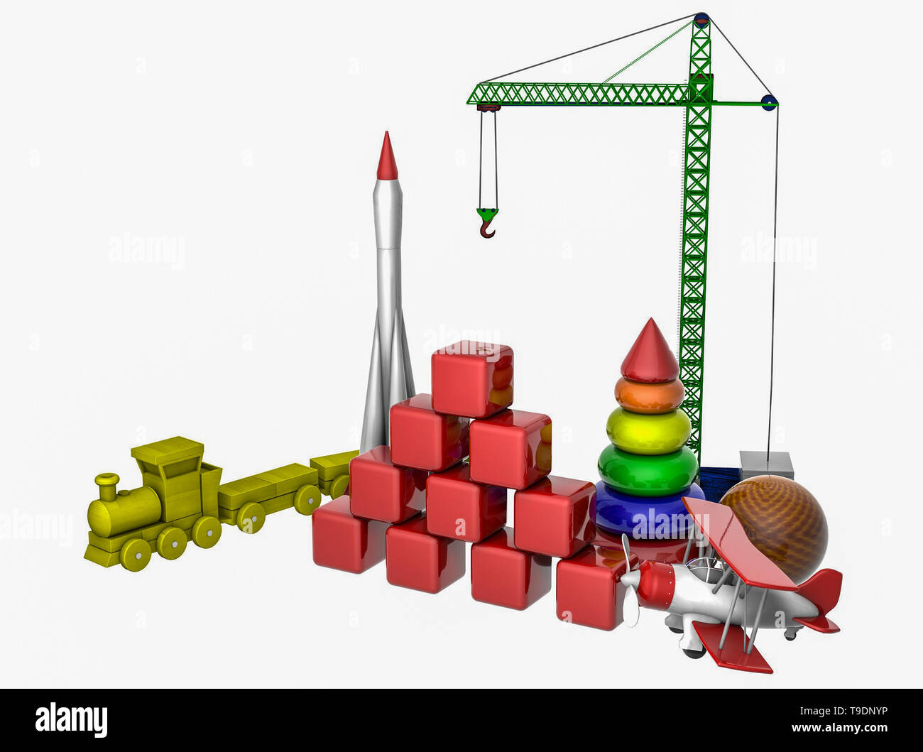 toys on a white background. 3D rendering Stock Photo - Alamy