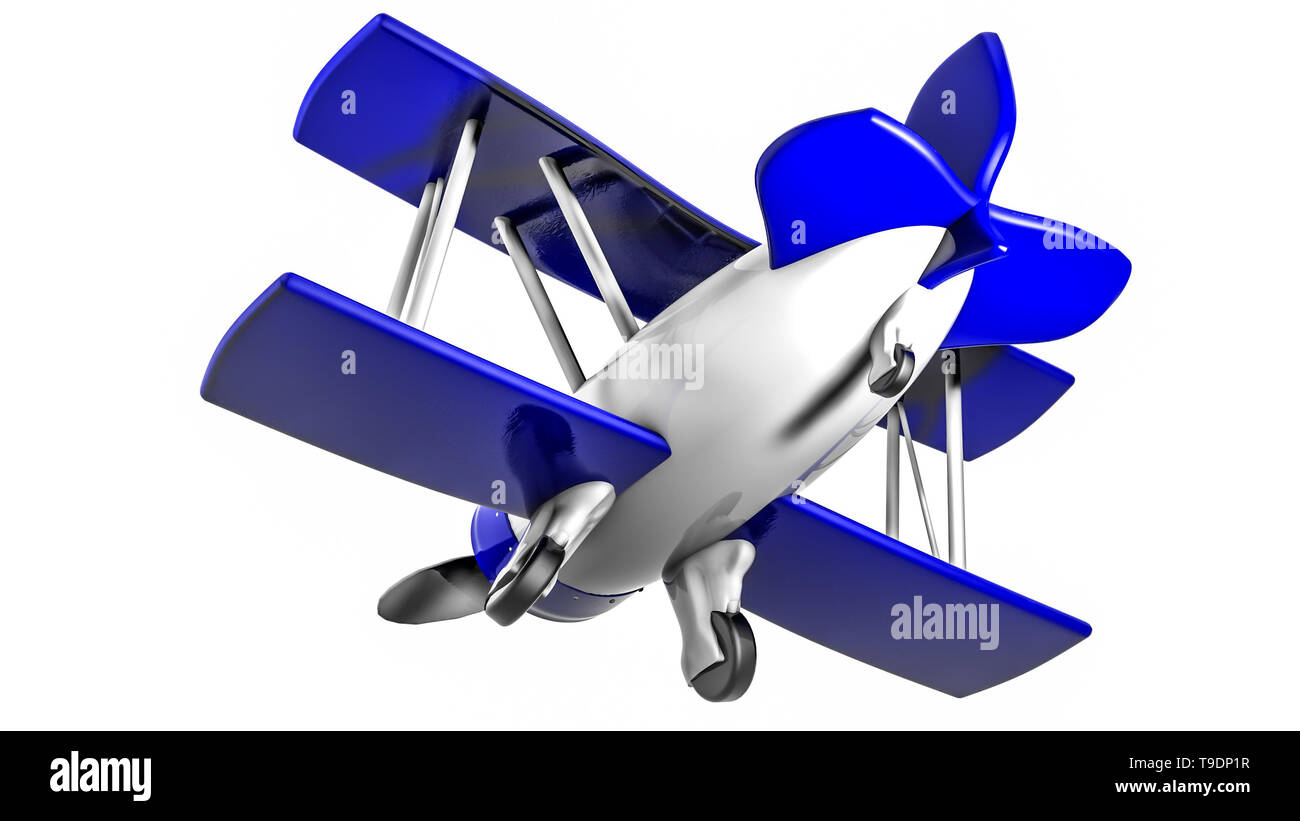 airplane on a white background. plastic biplane. 3D rendering Stock ...