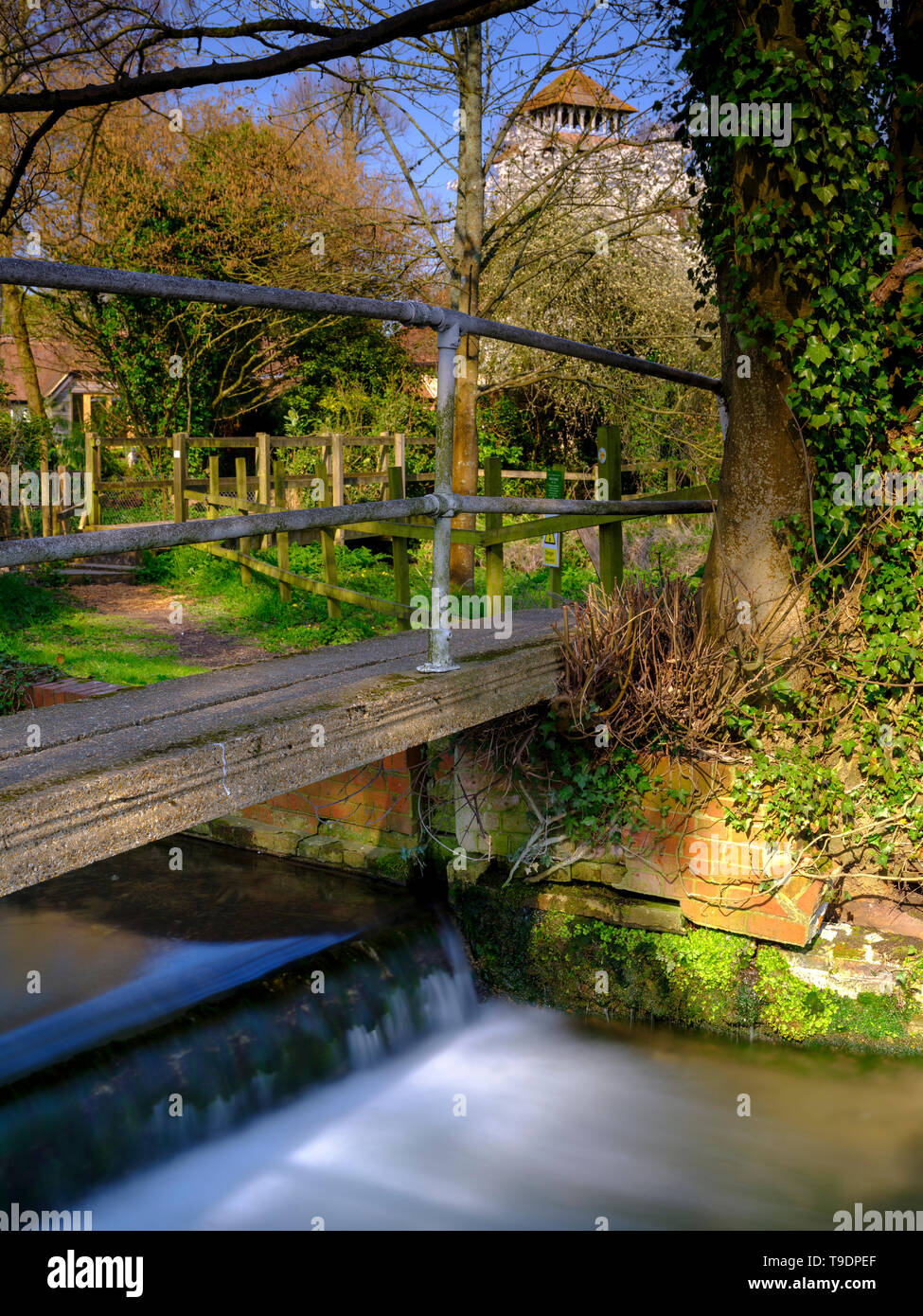 Meonstoke, UK - April 1, 2019: Spring light on St Andrew's church and ...
