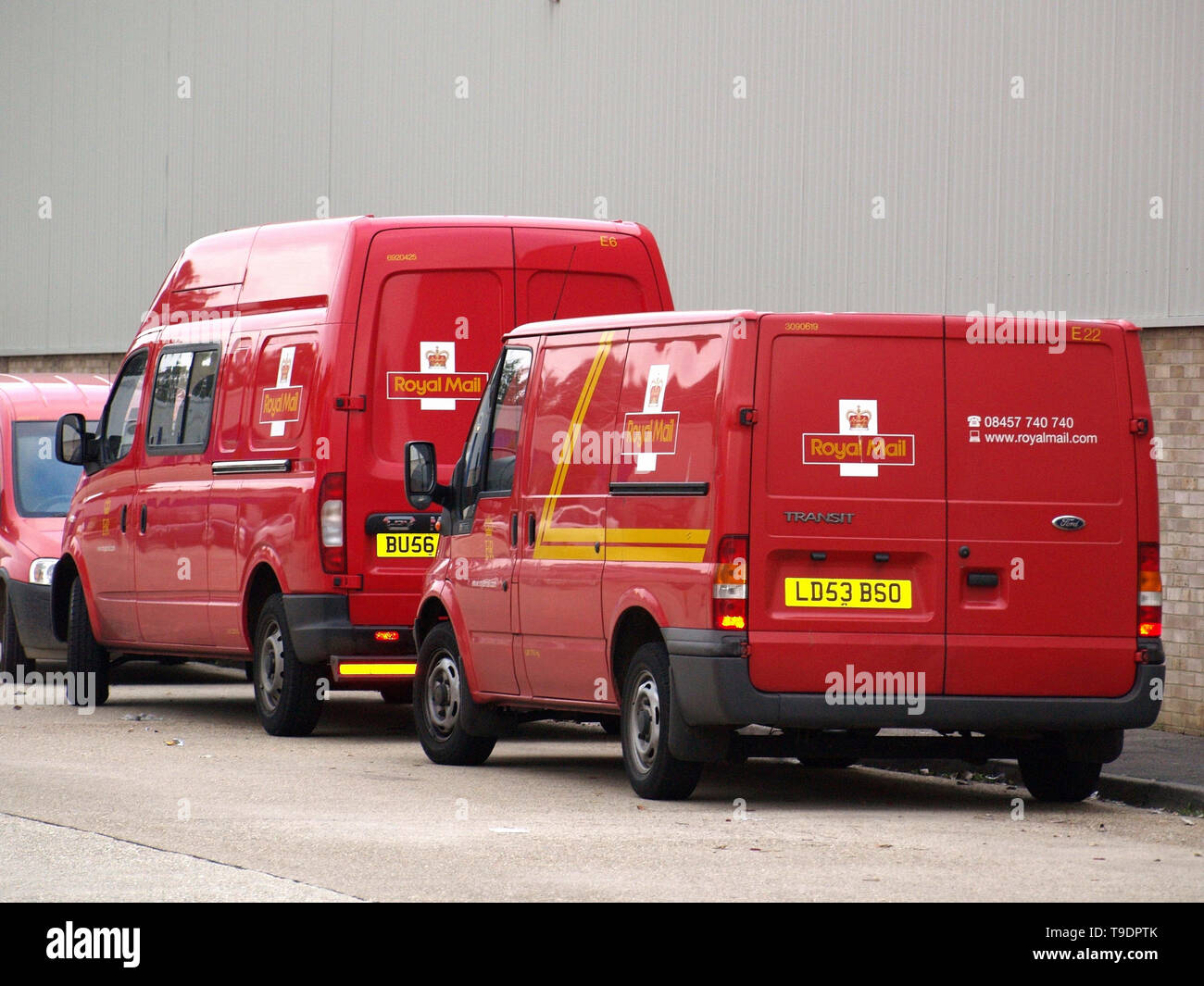 Royal Mail vans parked at Eastleigh depot during strike action in 2007 ...