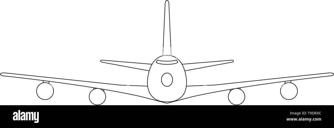 Airplane jumbo jet front view on white background vector Stock Vector ...