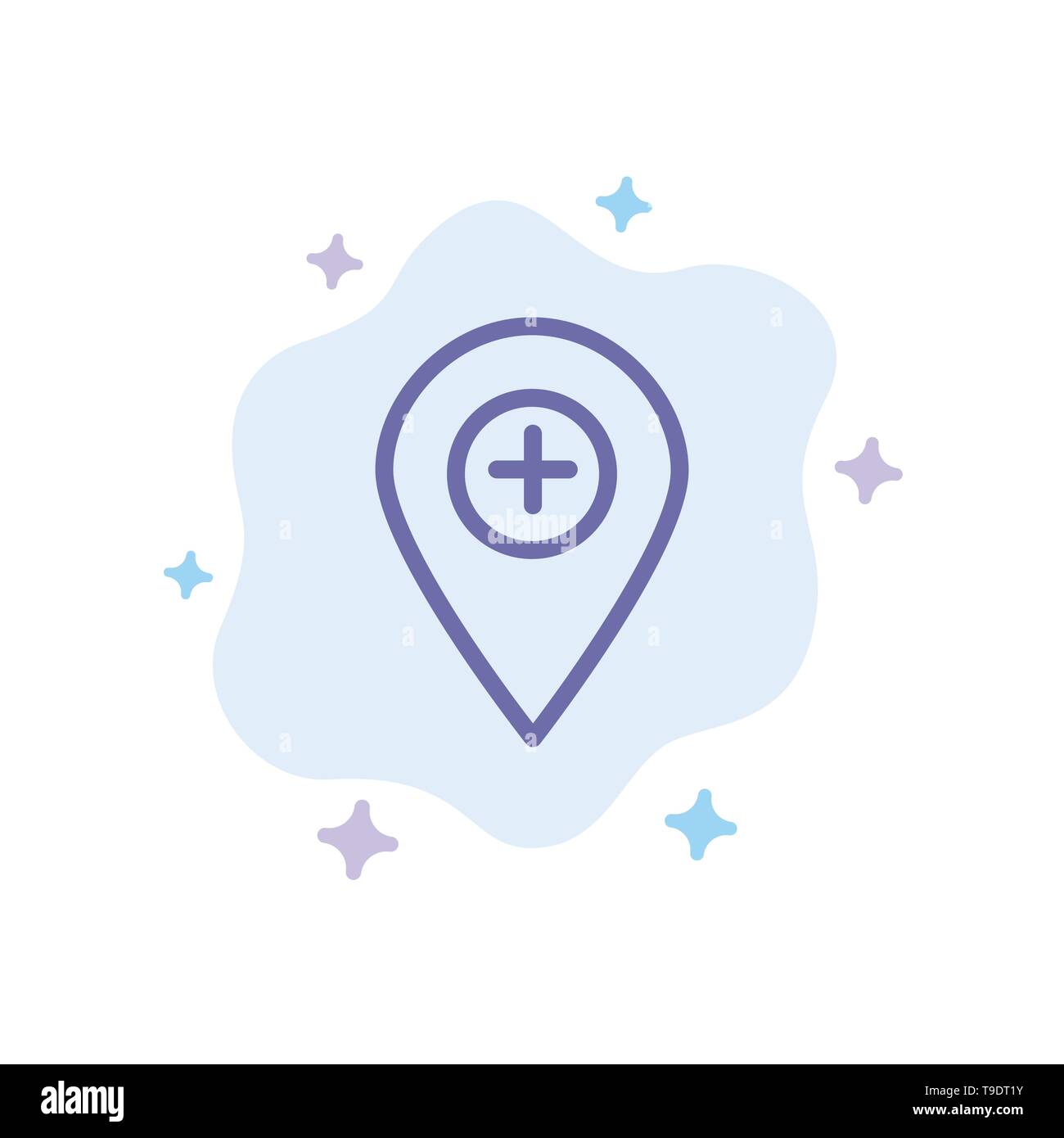 Plus, Location, Map, Marker, Pin Blue Icon on Abstract Cloud Background ...