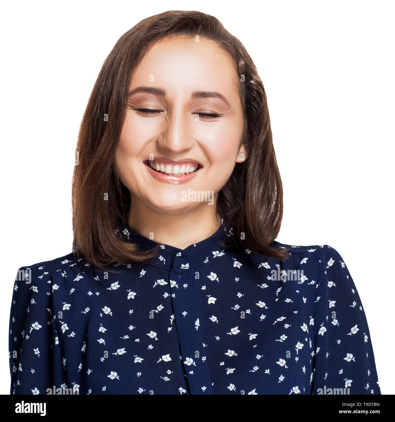 Happy woman Laughing. Closeup portrait woman smiling with perfect smile ...
