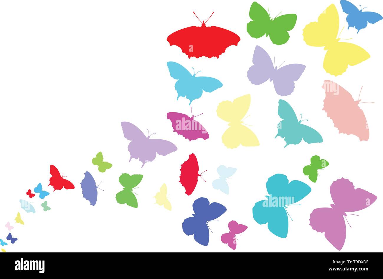 Colored flying butterflies pattern vector illustration isolated Stock ...