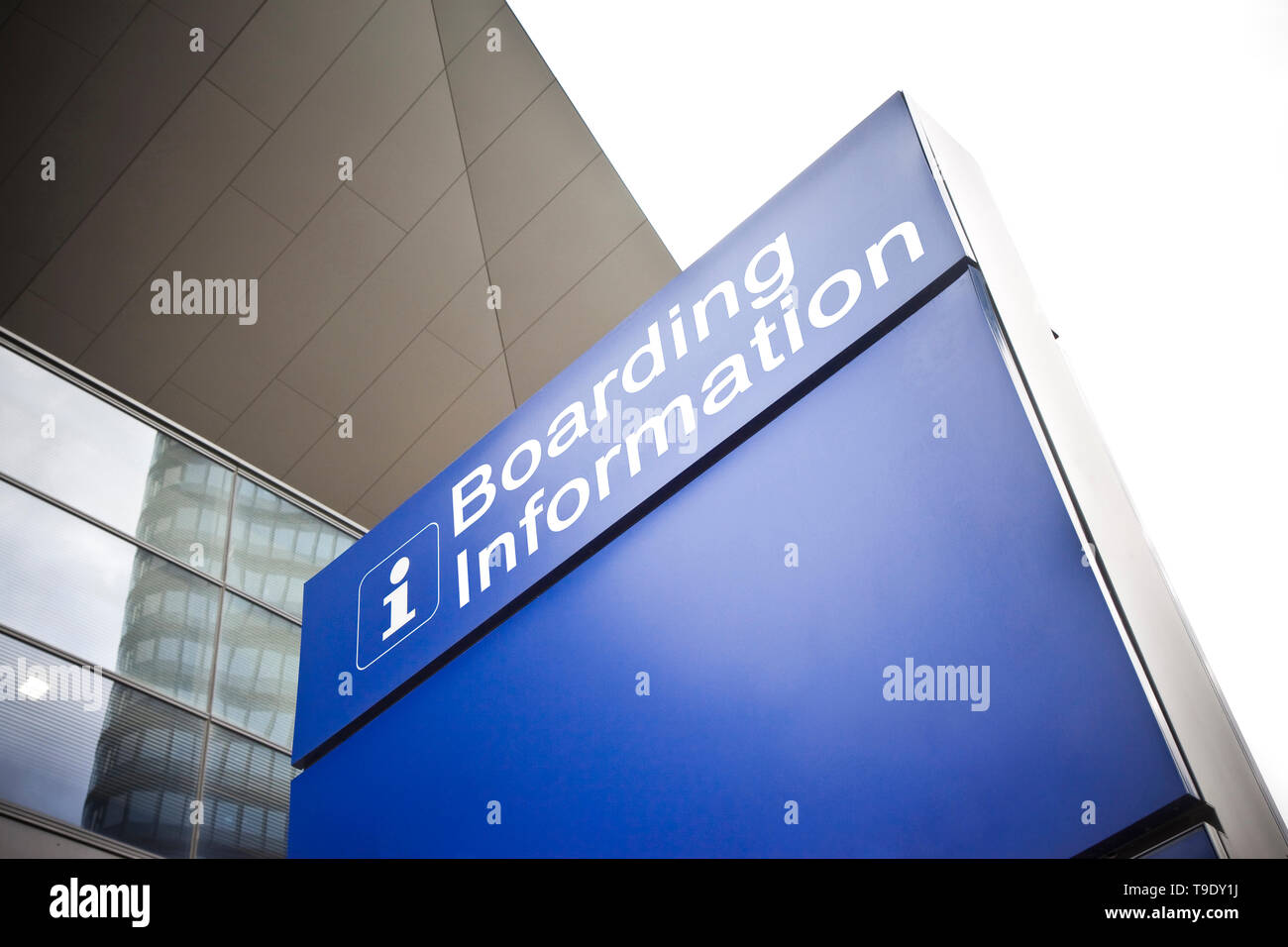 Signage for boarding information - concept image Stock Photo - Alamy