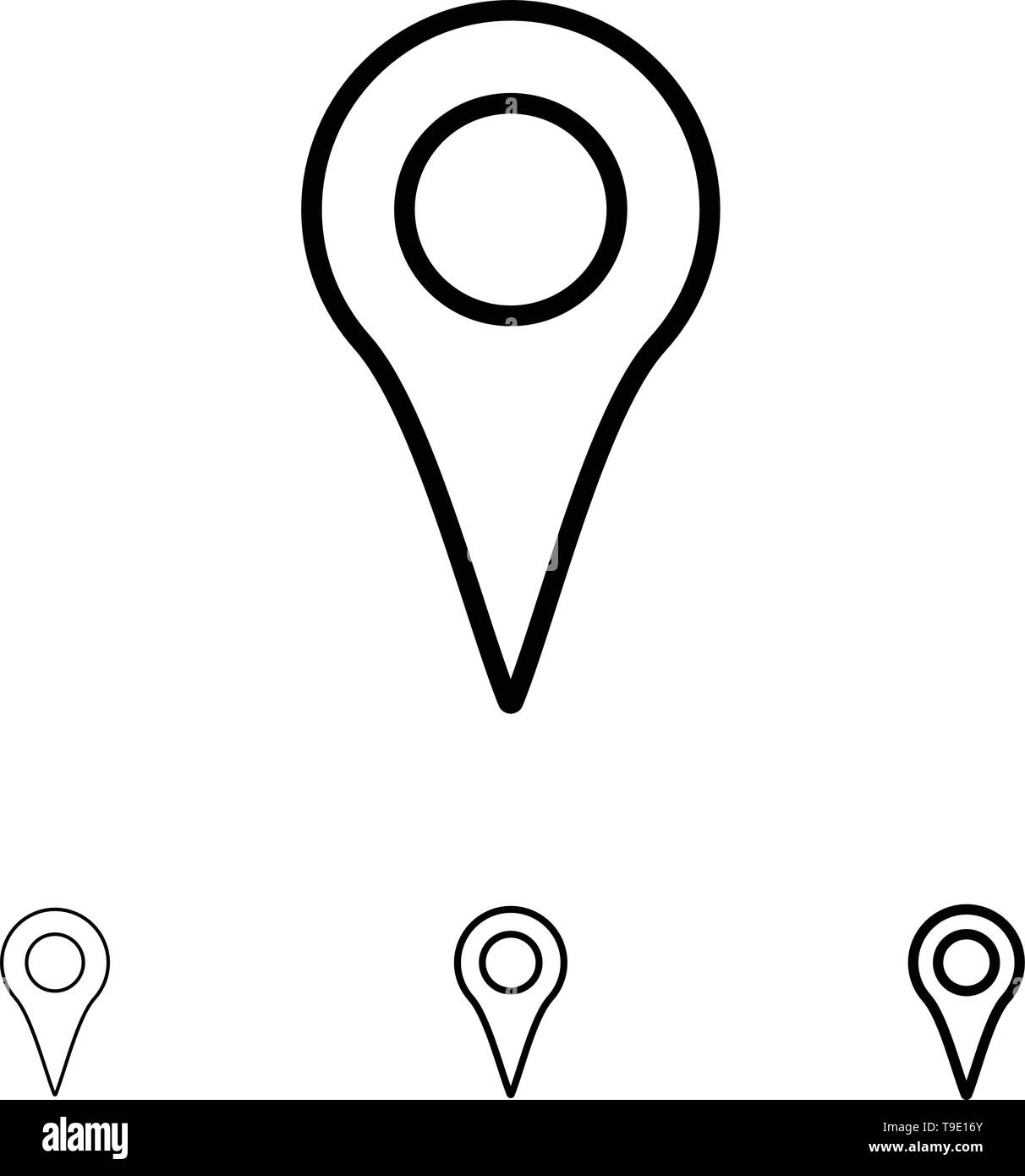 Geo location, Location, Map, Pin Bold and thin black line icon set ...