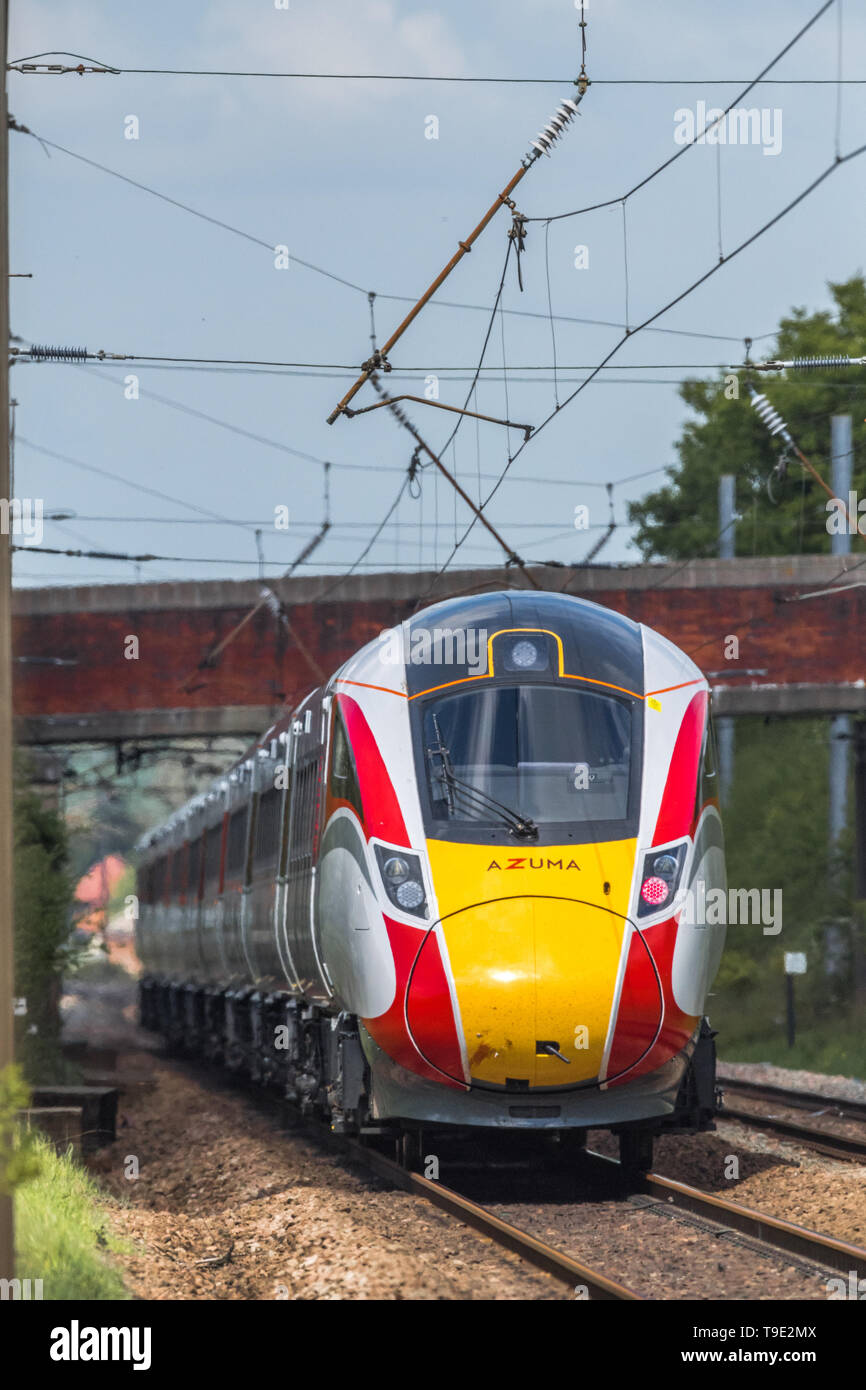 The new LNER Azuma electric train operating on the East Coast Mainline ...