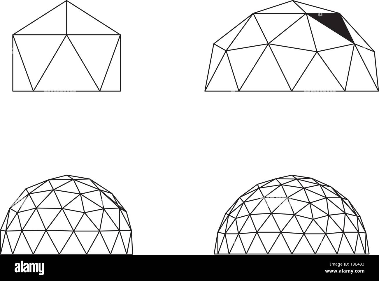 Geodesic domes vector illustration line illustration on white ...