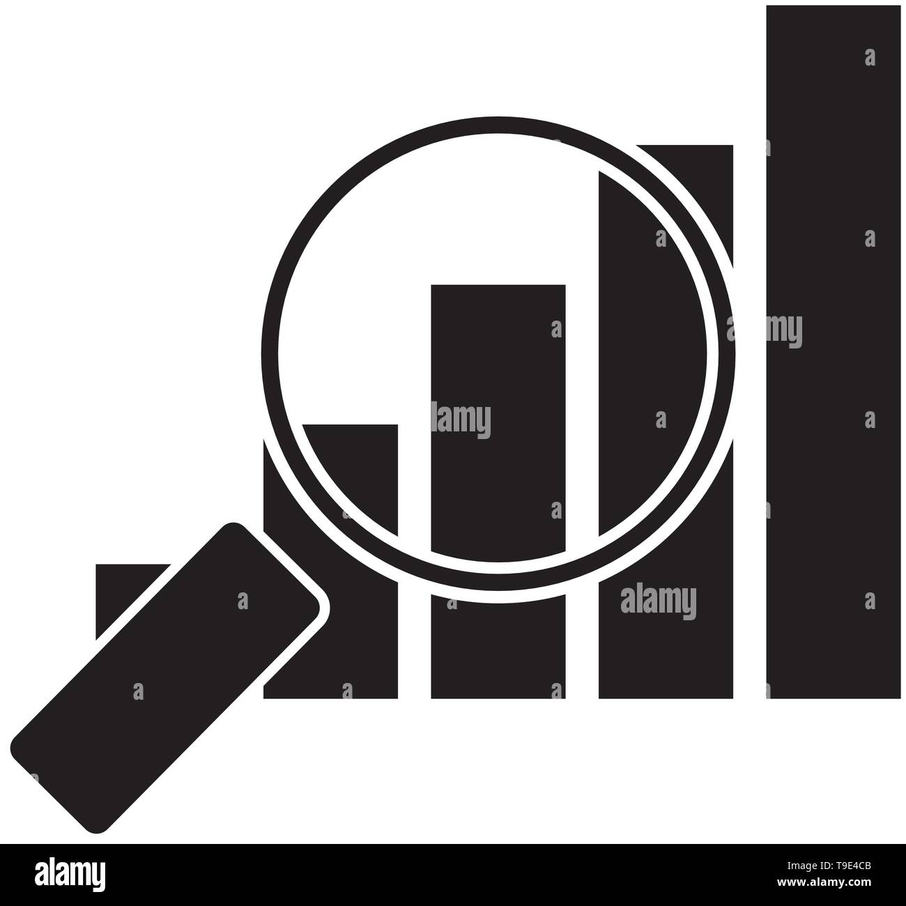 Rising graph under magnifying glass vector isolated Stock Vector Image ...