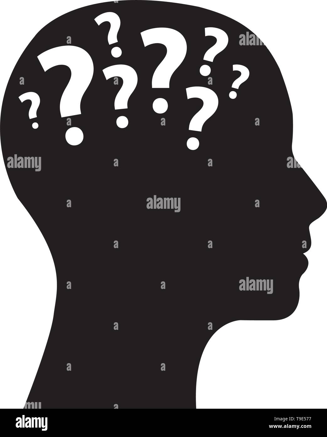 head side view with question marks vector sillustration Stock Vector ...
