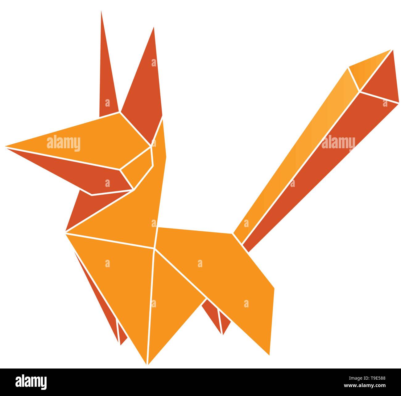Brown colored origami fox vector isolated on white background Stock ...