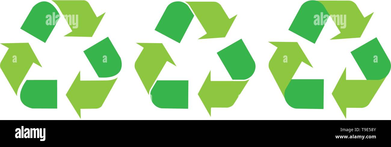 Three recycling symbols vector isolated on white background Stock ...