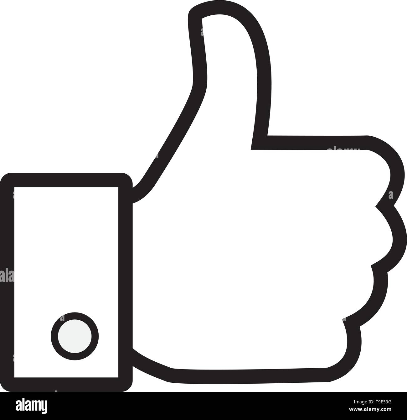 Thumb up line drawing vector isolated on white background Stock Vector ...