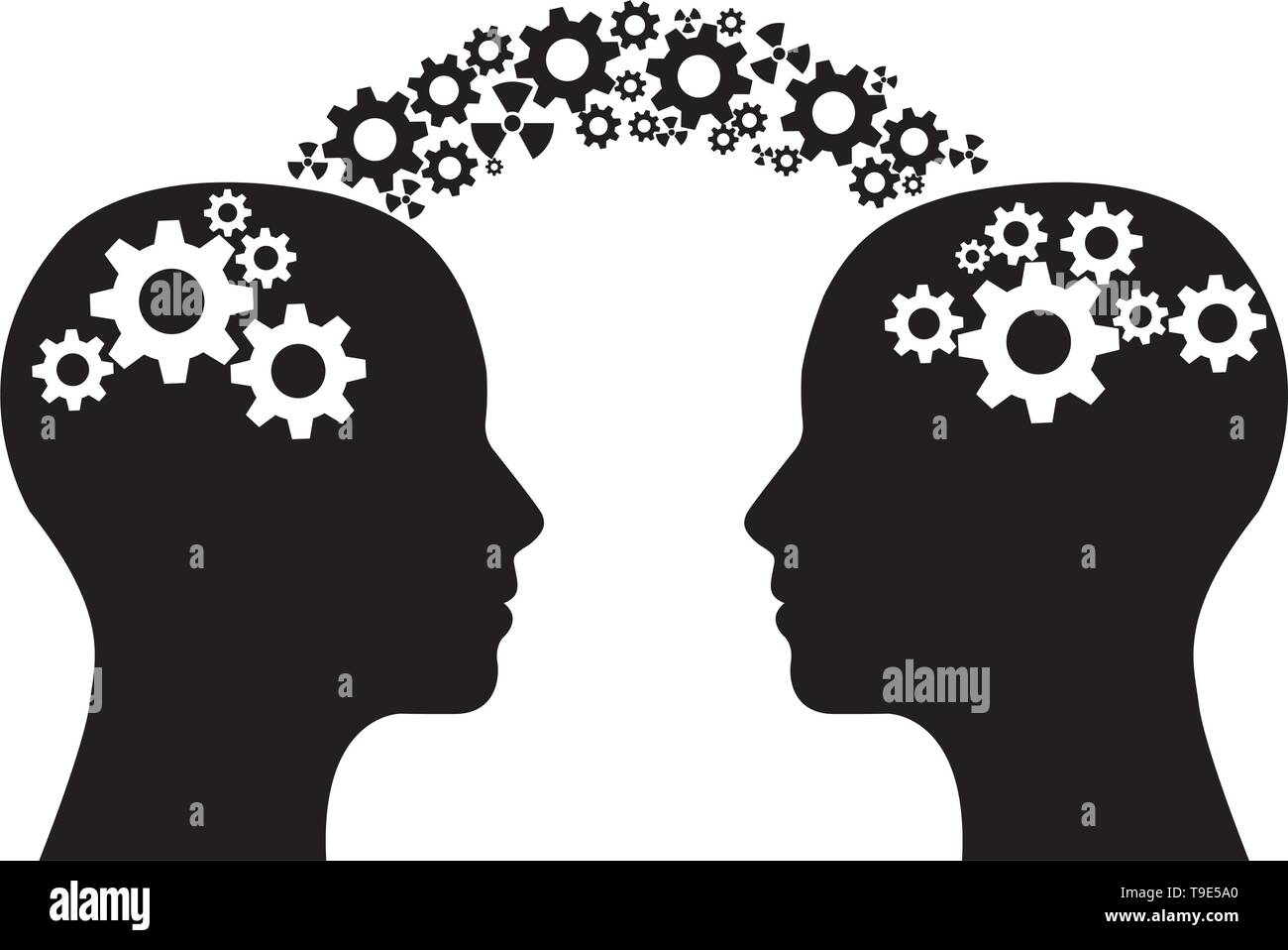 Two people having knowledge exchange side view vector Stock Vector ...