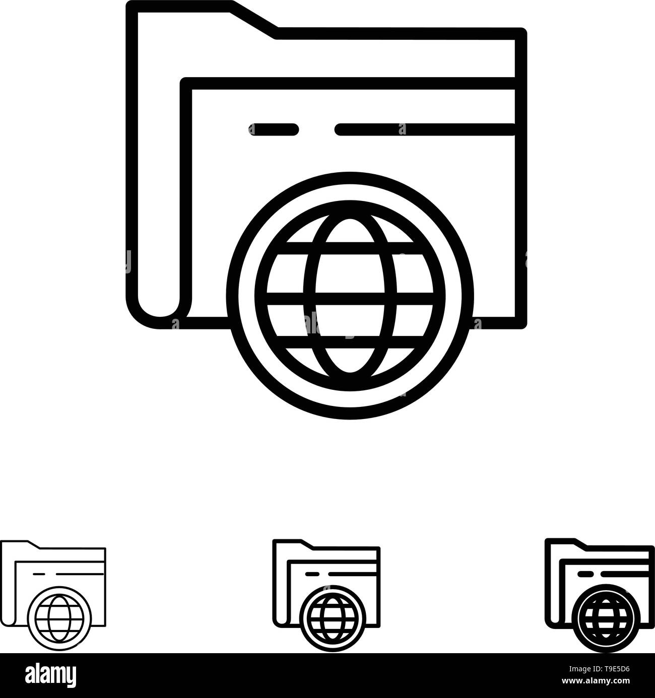 Folder, Storage, Fie, Globe Bold and thin black line icon set Stock Vector Image & Art - Alamy