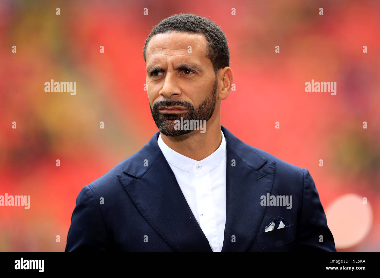 Rio Ferdinand pitch side prior to the FA Cup Final at Wembley Stadium ...