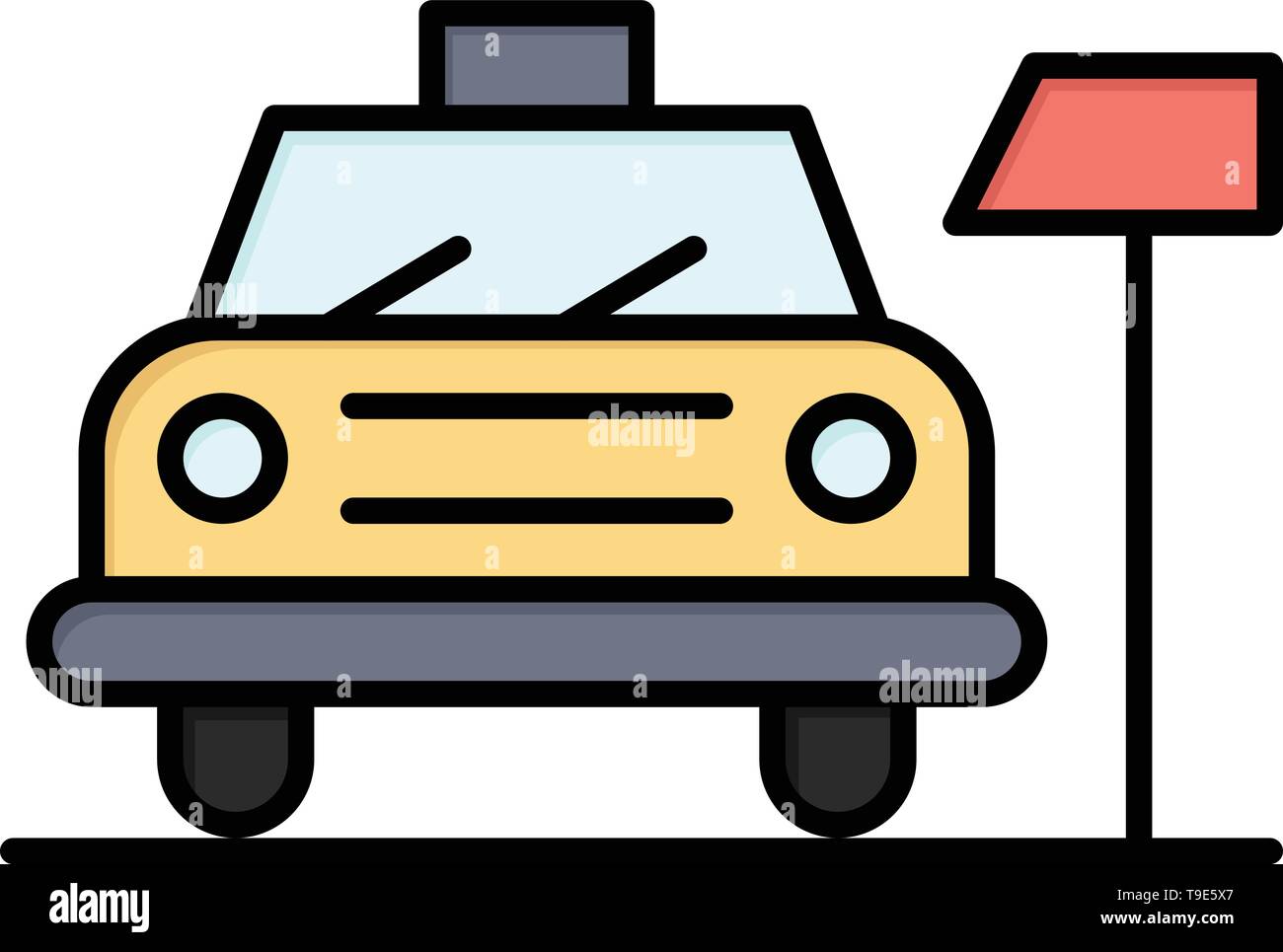 Car, Parking, Hotel, Service Flat Color Icon. Vector icon banner ...