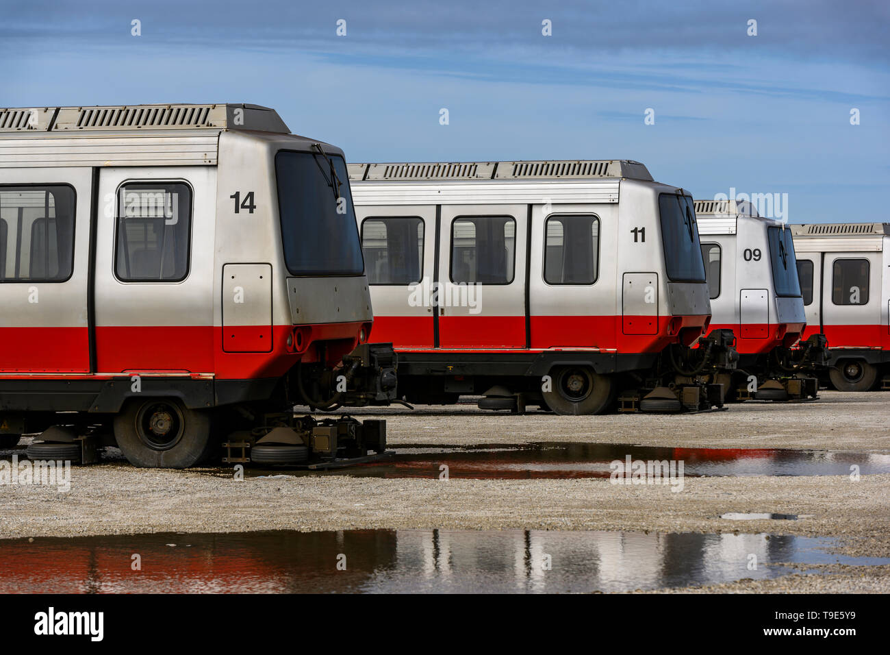 Chicago, IL, United States - May 7, 2019: Retired ATS wagons from ...