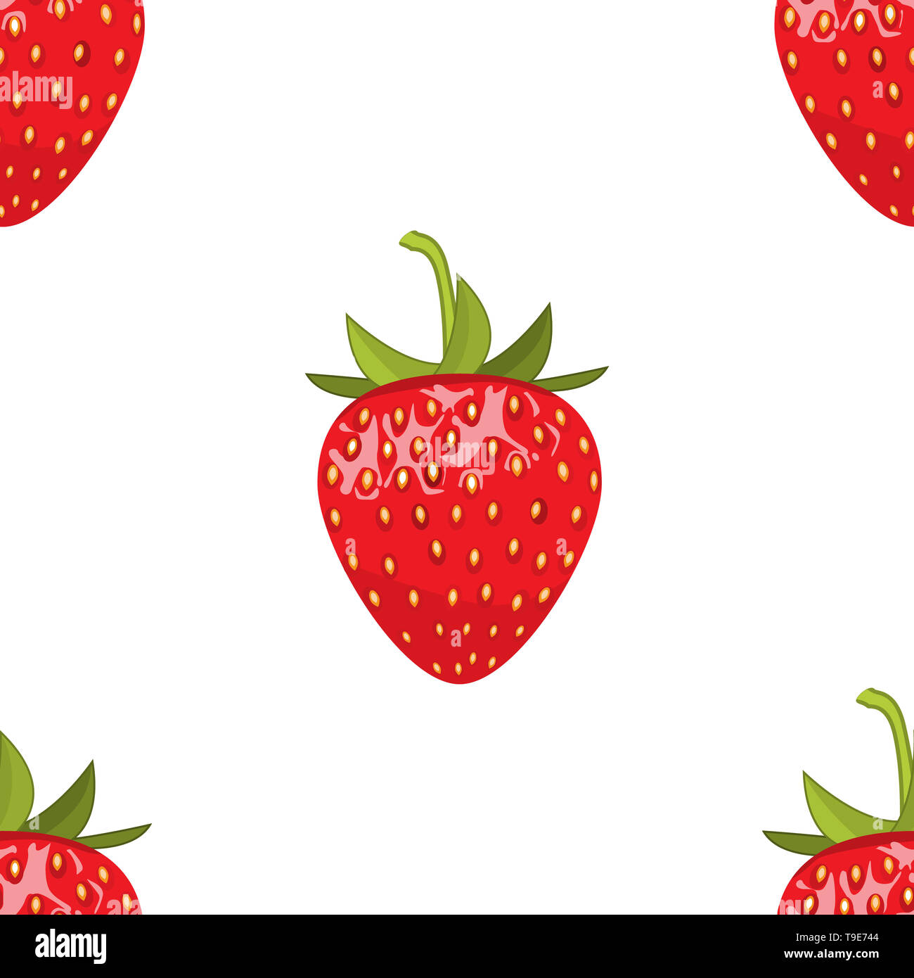 Seamless pattern with strawberries. Solid and flat color design Stock ...