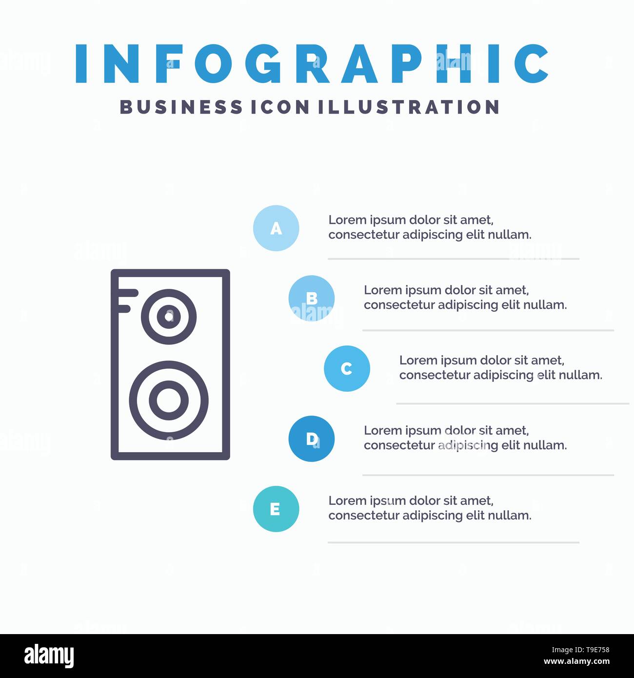 Study, Music Class, School Line icon with 5 steps presentation ...
