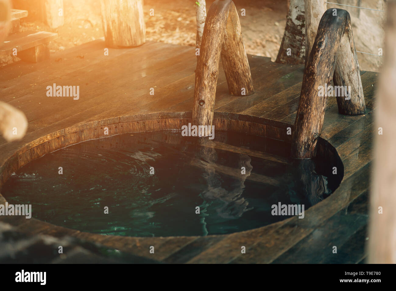 Spa area in nature, bath, swimming close up Stock Photo - Alamy