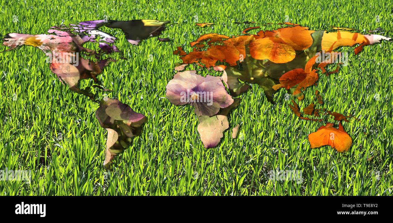 Composite of world map with colorful effects Stock Photo - Alamy